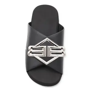 Balenciaga Logo Plaque Slip-on Slides
