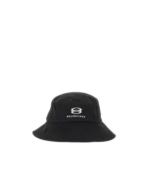 Balenciaga Logo Embroidered Bucket Hat - Black