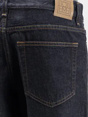 TOTEME Dark Wash Straight Leg Jeans With Logo Patch - Black