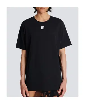 Balmain Oversized T-shirt In Eco-responsible Cotton With Reflective Maxi Logo Print