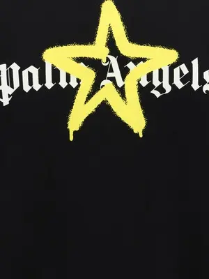 Palm Angels Logo-printed Crewneck Sweatshirt With Star Graphic - Black