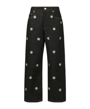 Marni Daisy Appliqué Carrot Fit Jeans - Blue-black