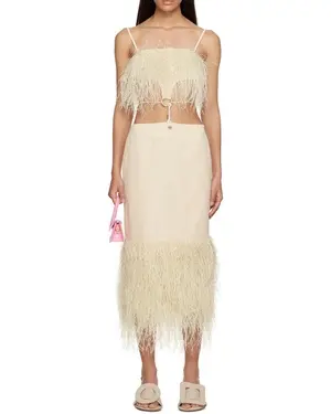 Jacquemus La Robe Raphia Midi Dress With Cut-out And Open Back