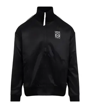 Loewe Logo Embroidered Zip-up Jacket - Black