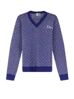 Dior Jacquard V-neck Knitted Jumper