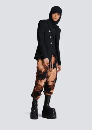 Balmain Cotton Jogging Bottoms With Burnt Print - Black