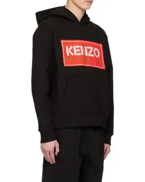 Kenzo Logo Patch Long-sleeved Hoodie - Black