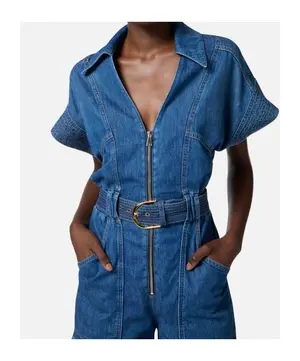 Elisabetta Franchi Denim Romper With Belt