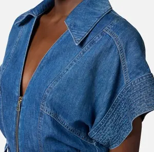 Elisabetta Franchi Denim Romper With Belt