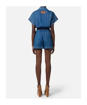 Elisabetta Franchi Denim Romper With Belt