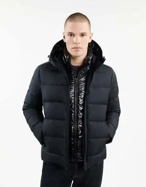 FAY Double-sided Down Jacket With Hood And Stand Collar - Blue