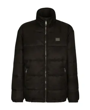 Dolce & Gabbana High Neck Padded Zip-up Jacket - Black