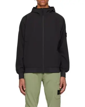 Stone Island Zip-up Hooded Jacket - Black