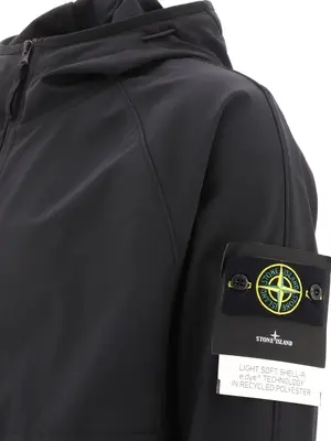 Stone Island Zip-up Hooded Jacket - Black