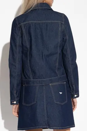 Maison Kitsuné Logo Embroidered Denim Jacket