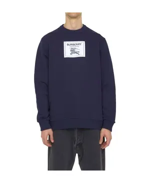 Burberry Crewneck Logo Patch Sweatshirt - Black