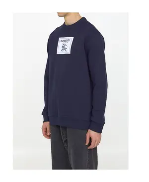 Burberry Crewneck Logo Patch Sweatshirt - Black
