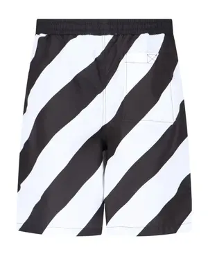 Off-White Diag Surfer Logo Printed Swim Shorts