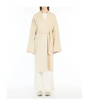Max Mara Eris Belted Long-sleeved Coat - Beige