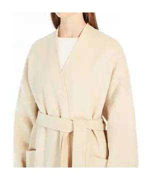 Max Mara Eris Belted Long-sleeved Coat - Beige