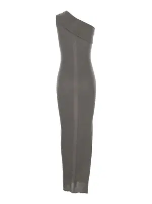 Rick Owens Sleeveless Asymmetric Ribbed Knit Maxi Dress - Grey