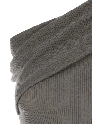 Rick Owens Sleeveless Asymmetric Ribbed Knit Maxi Dress - Grey