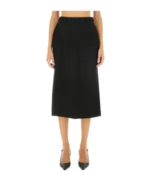 Dolce & Gabbana High Waist Gabardine Midi Skirt