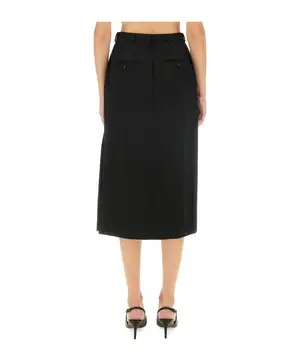 Dolce & Gabbana High Waist Gabardine Midi Skirt