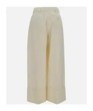 Simone Rocha Wide-leg Cropped Trousers With Pearl Detailing - Nude