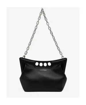 Alexander McQueen The Peak Small Curved Shoulder Bag - Black