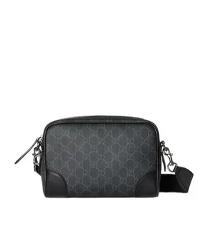 Gucci Monogrammed Messenger Bag - Black