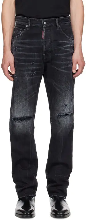 Dsquared2 Distressed Straight-leg Jeans - Black