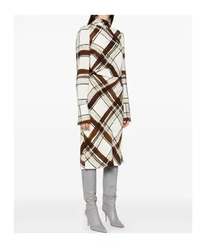 Dries Van Noten Plaid High Neck Long Sleeve Dress
