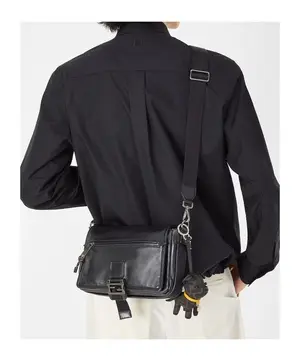 Fendi Flux Buckle Messenger Bag - Black