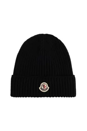 Moncler Logo Patch Beanie - Black