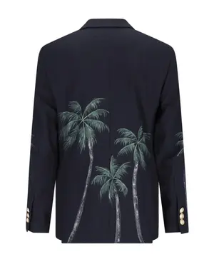 Palm Angels Palm Tree Printed Double Breasted Blazer