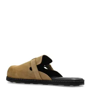 Moschino Buckle Detailed Round Toe Mules - Beige