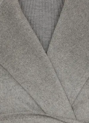 Max Mara Belted Long-sleeved Coat With Lace Detailing - Gray