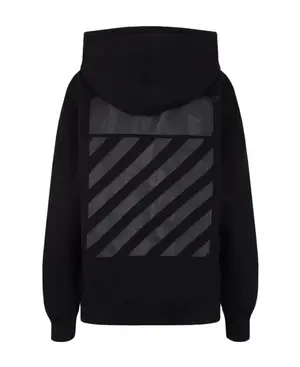 Off-White Diag-print Cotton Hoodie - Black