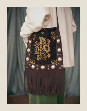 Valentino Garavani Jacquard Fringed Shoulder Bag - Multi-color