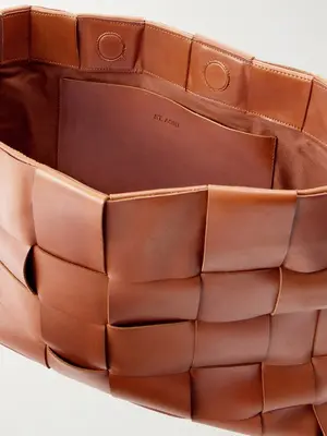 ST. AGNI Woven Leather Shoulder Bag - Brown