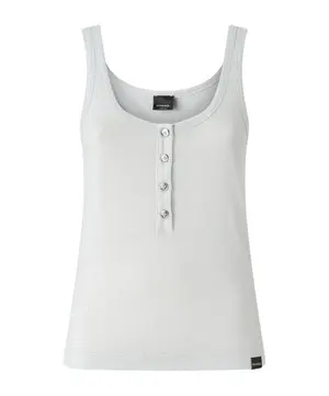 Pinko Knitted Lurex Tank Top With Front Buttons - White