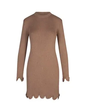Chloé Ribbed-knit Mini Dress With Wavy Hem And Cuffs