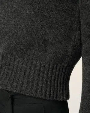 AMI Paris De Coeur Embroidered Sweater - Anthracite