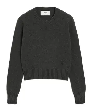 AMI Paris Ami Paris Ami De Coeur Embroidered Sweater Anthracite