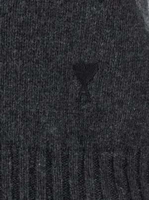 AMI Paris De Coeur Embroidered Sweater - Anthracite