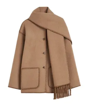 TOTEME Whipstitch-trim Scarf Jacket - Camel
