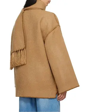 TOTEME Whipstitch-trim Scarf Jacket - Camel