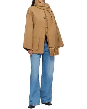 TOTEME Whipstitch-trim Scarf Jacket - Camel
