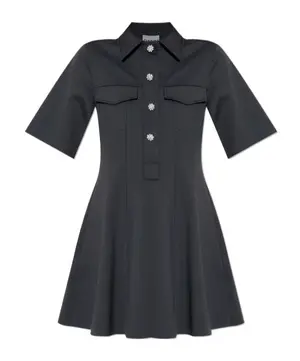 GANNI Neoprene Dress With Jeweled Buttons